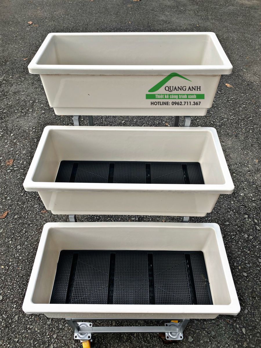 Kệ trồng rau bậc thang 3 tầng có bánh xe - Trồng rau ban công, sân thượng dễ dàng